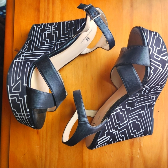 Worthington | Shoes | Worthington 5 Inch Wedge Heels Black And White ...